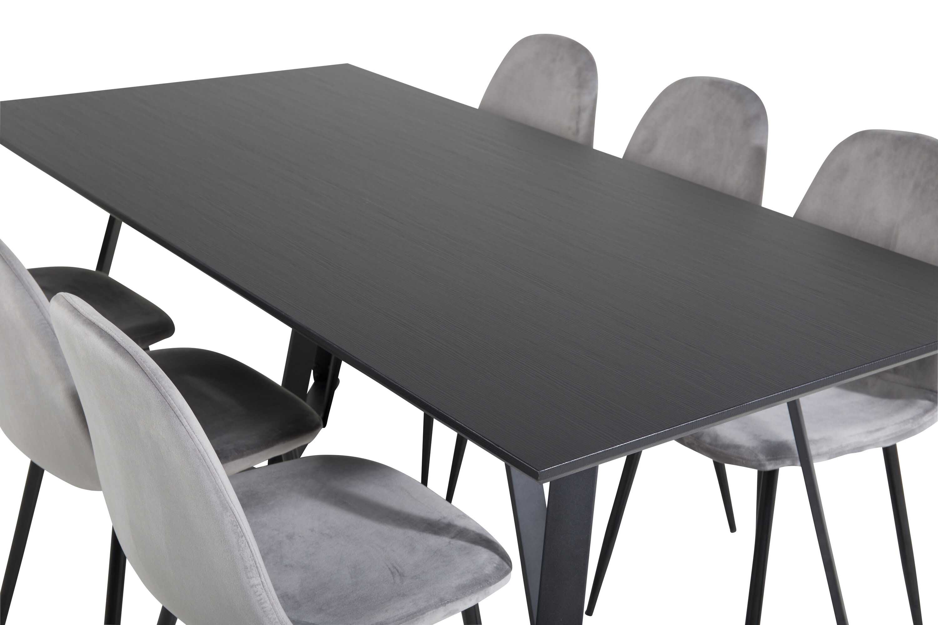 Köp Marina & Polar spisegruppe - Svart/grå 6 st stoler & bord 180 x 90 ...